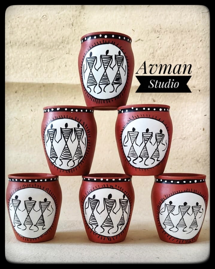 Terracotta Clay Drinking Glass (Set of 6) - Tribal - Avman Studio